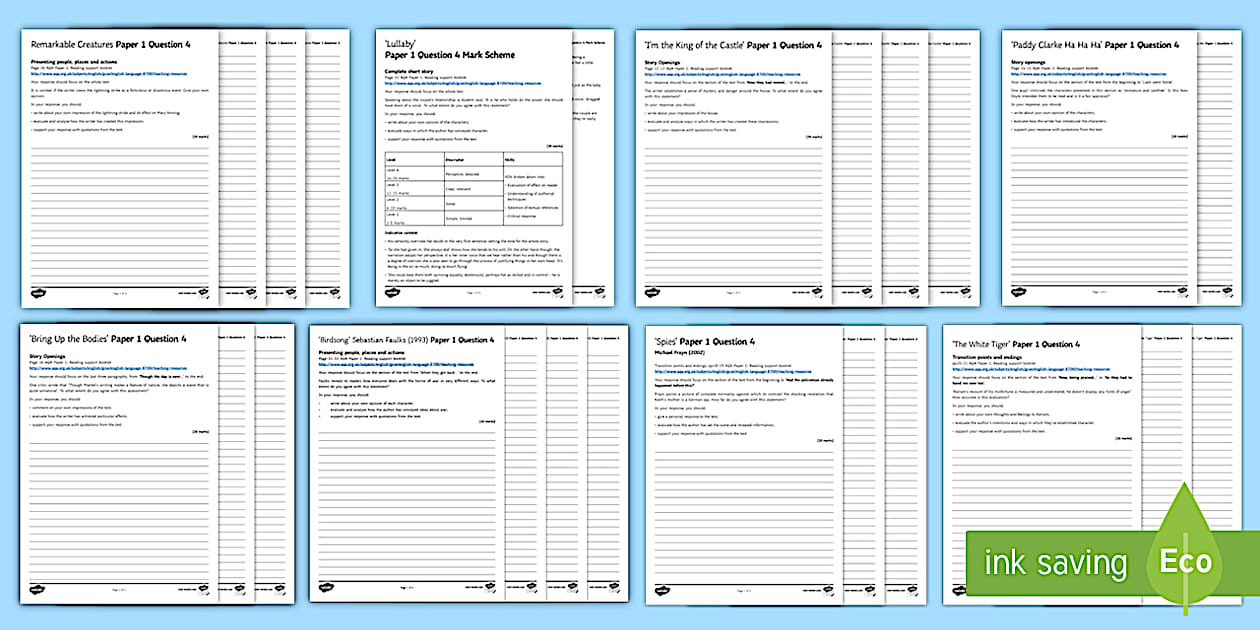 AQA English Language Paper 1 Question 4: Ten Question Bundle