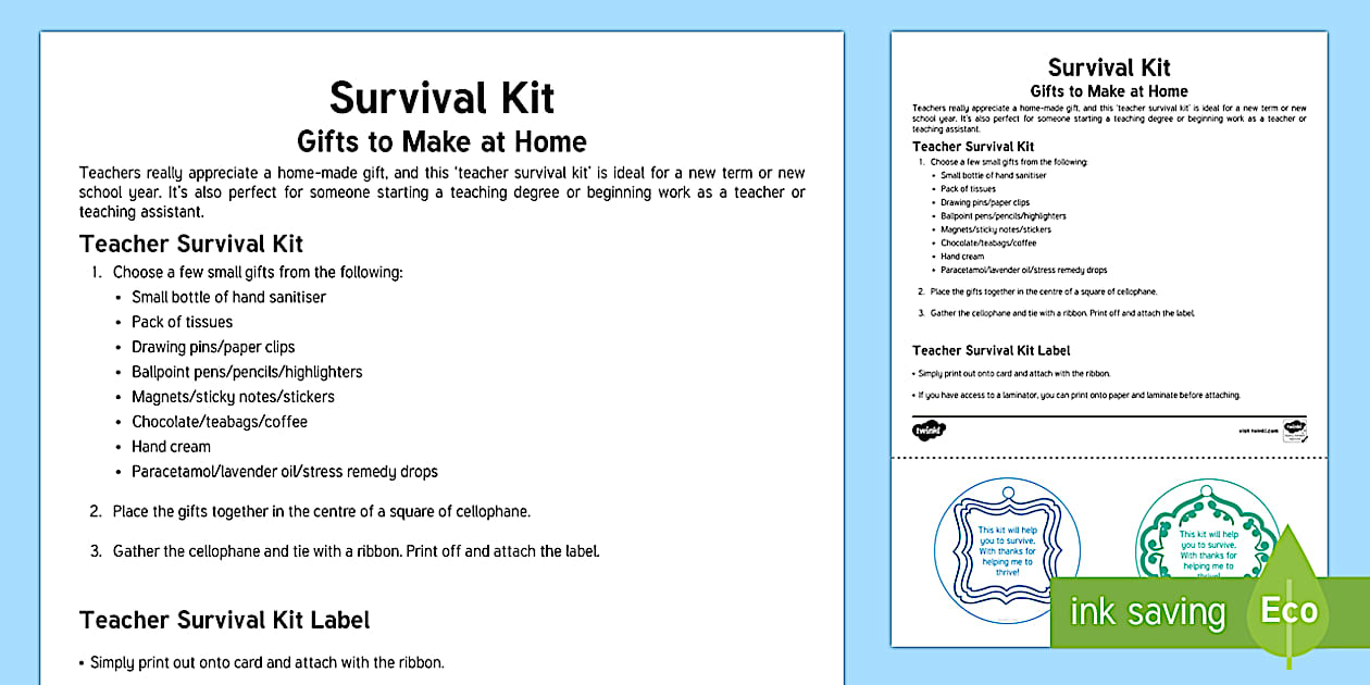 Survival Kit Teacher Gift Step-by-Step Instructions - Twinkl
