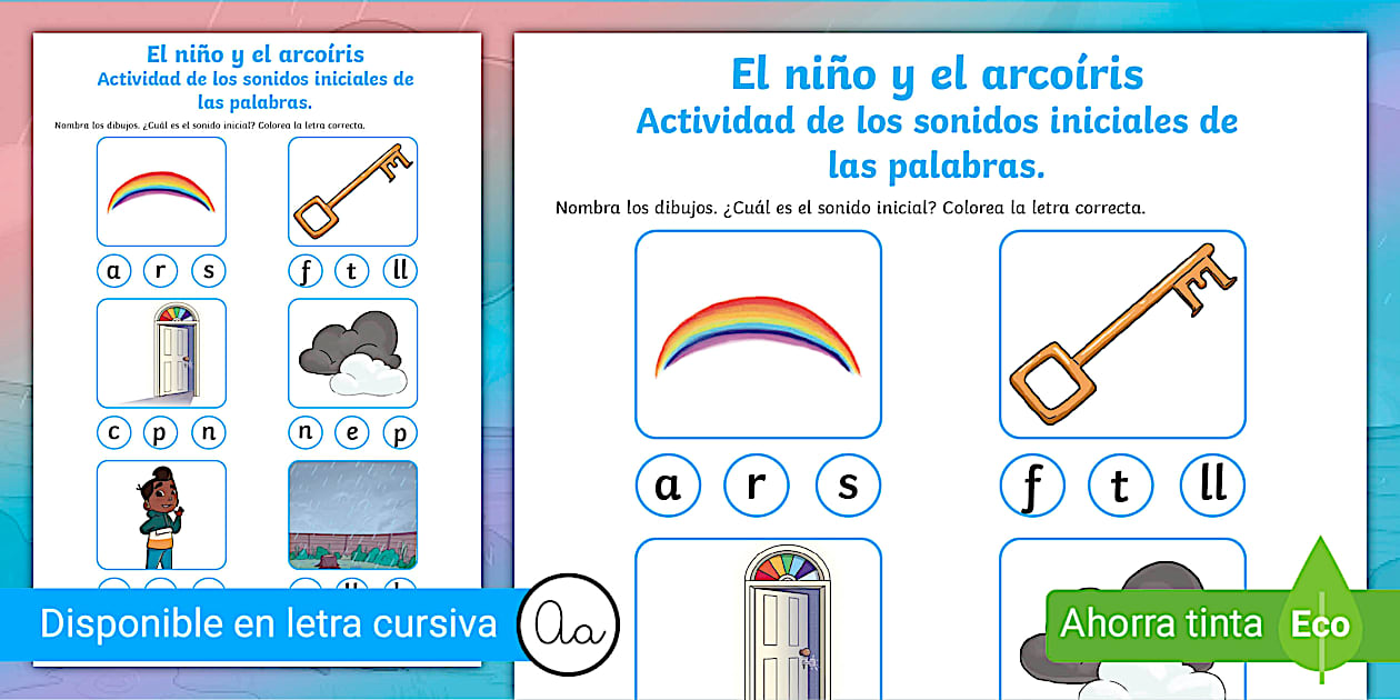 Hoja de actividad: Los sonidos del niño y el arcoíris- Guía de trabajo