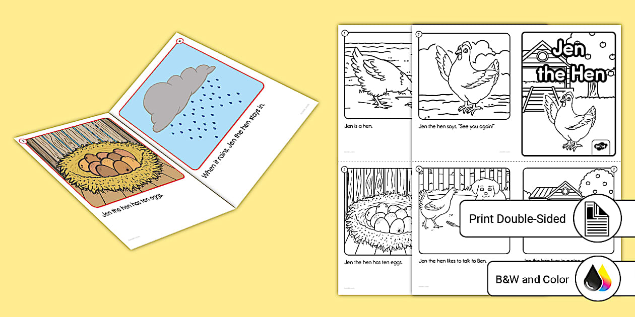 Jen the Hen -en Word Family Emergent Reader - Twinkl