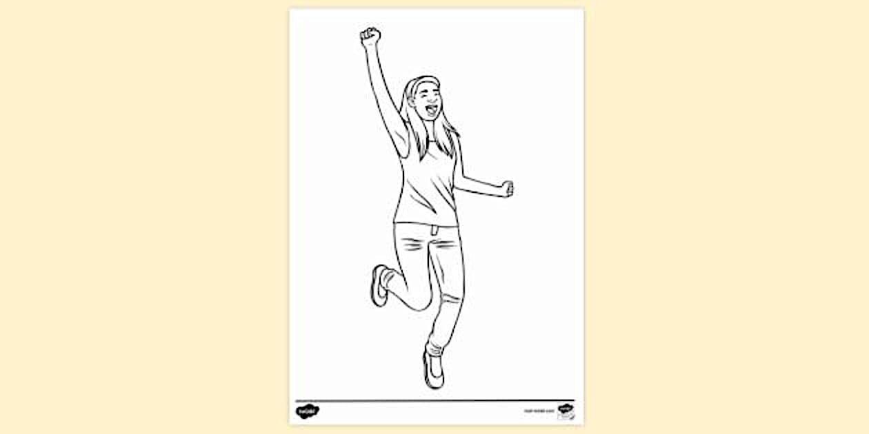 I Did It Girl Jumping - Colouring Sheet (teacher made)
