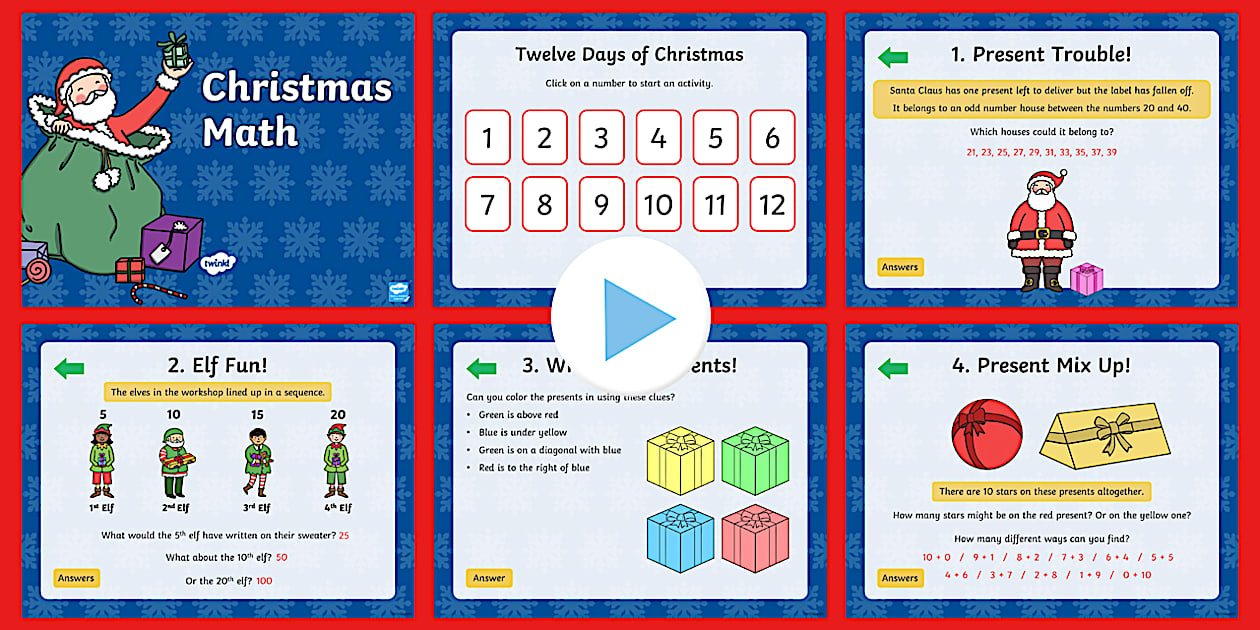 Christmas Math for Kids | K-2 Mixed Skill Math PowerPoint