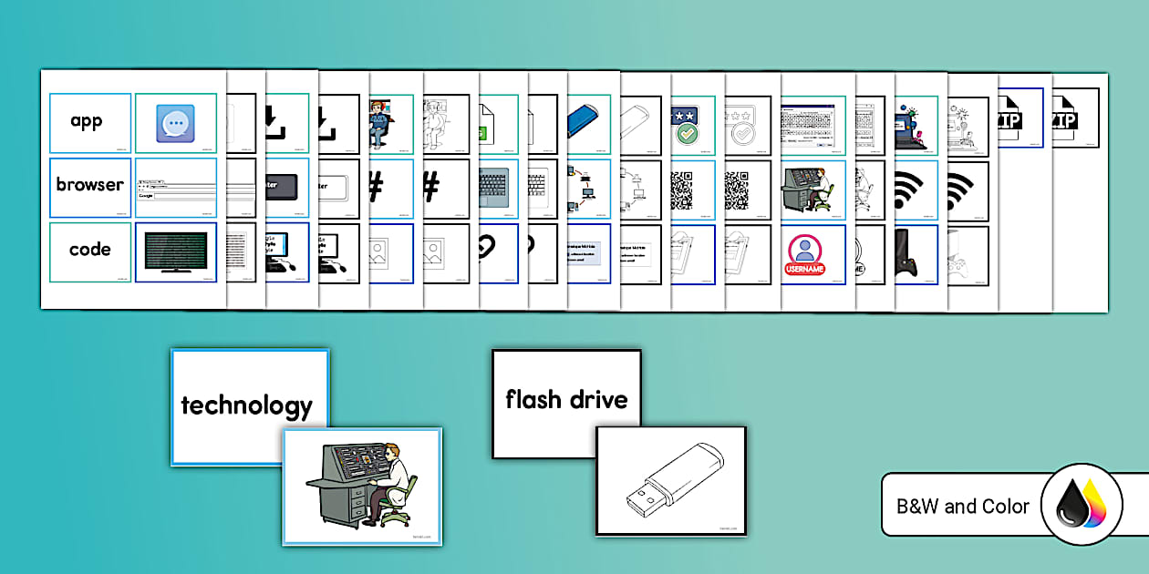 A to Z Technology Terms Illustrated Matching Game - Twinkl