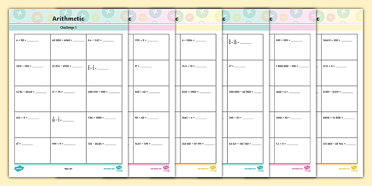 👉 Year 5 Arithmetic Challenge Pack 2 - Twinkl