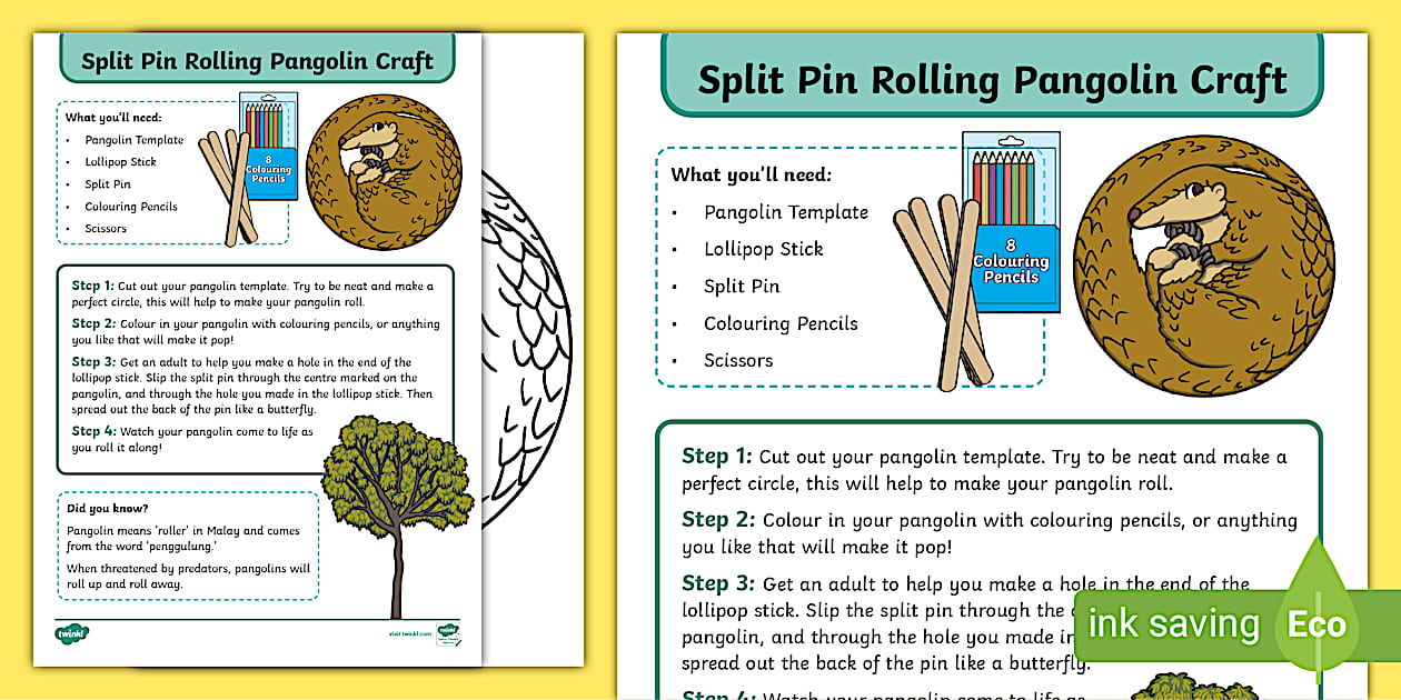 Split Pin Rolling Pangolin Craft (teacher made) - Twinkl