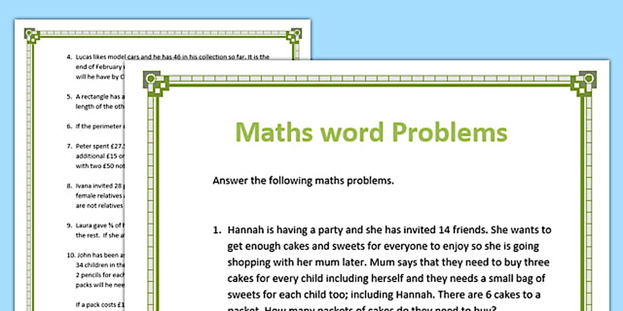 👉 Maths Word Problems Worksheets - Primary Resources