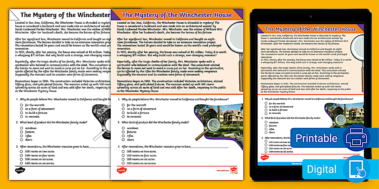 Winchester Mystery House Comprehension | ELA | Twinkl USA