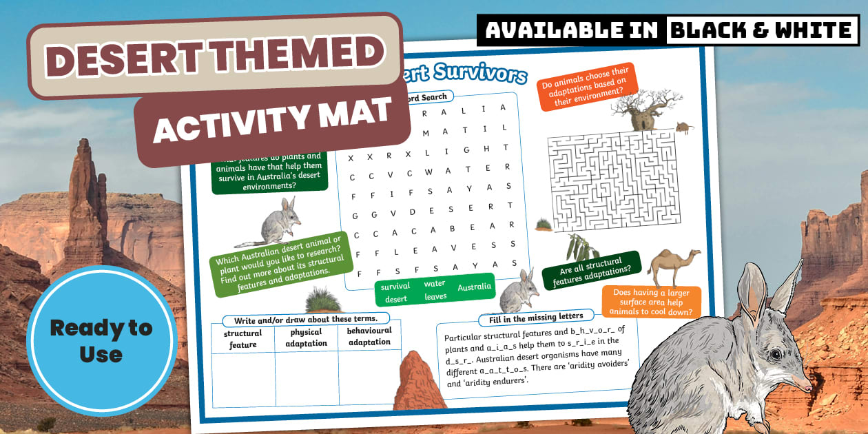 Desert Survivors Activity Mat (teacher made) - Twinkl