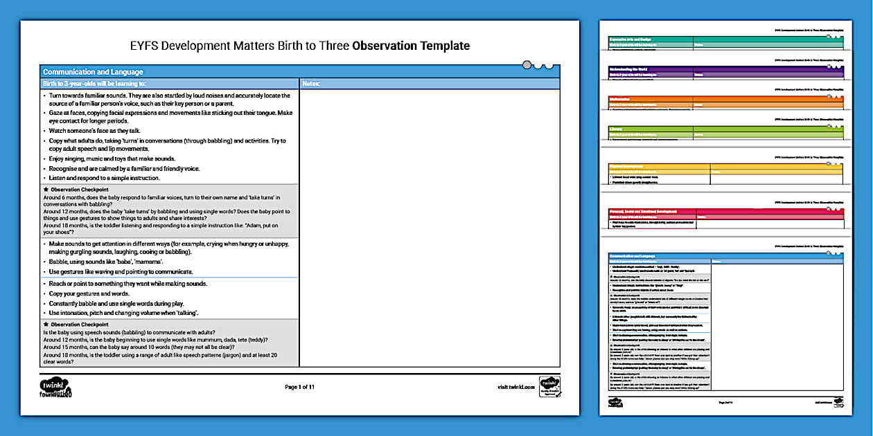 EYFS Development Matters Birth to Three Observation Template