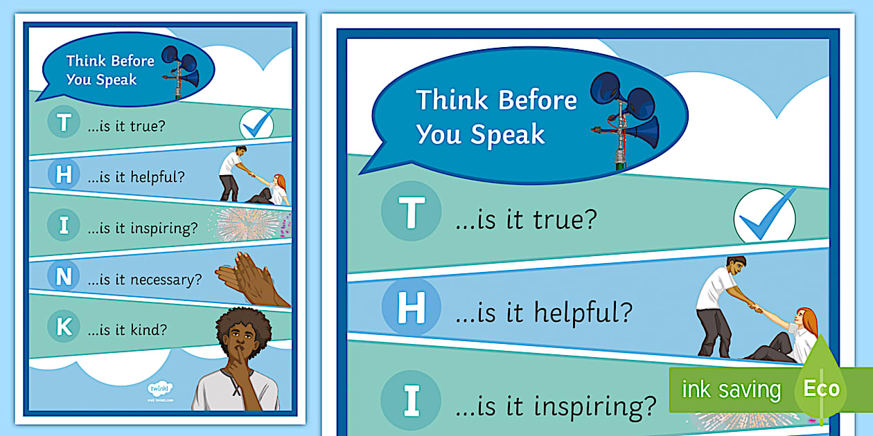 Anti-Bullying Week: Think Before You Speak Poster - Twinkl