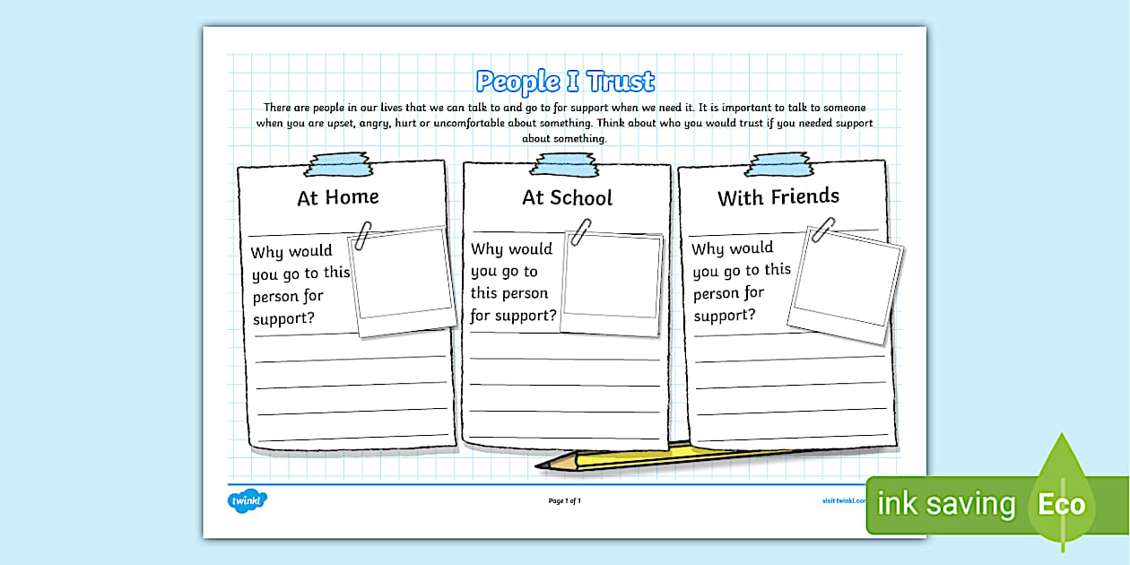 RSHP People I Trust Activity Sheet (teacher made) - Twinkl