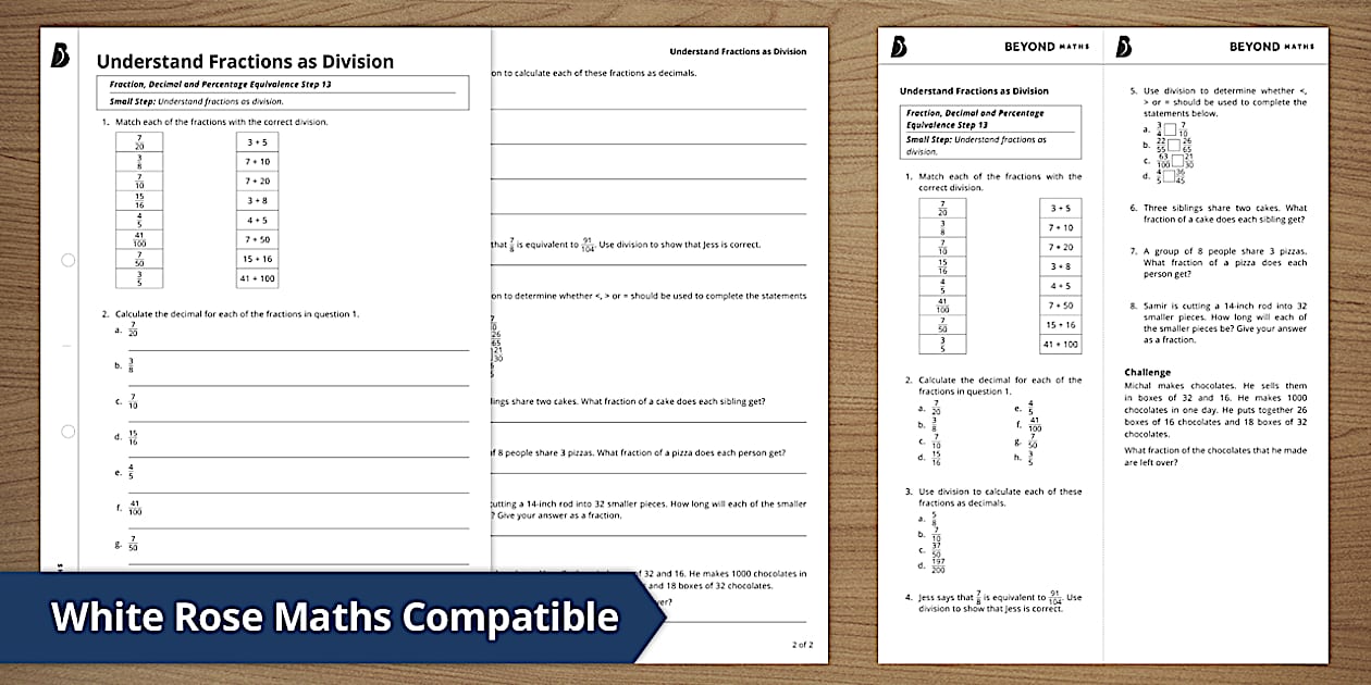 👉 Understand Fractions as Division | White Rose Maths Compatible