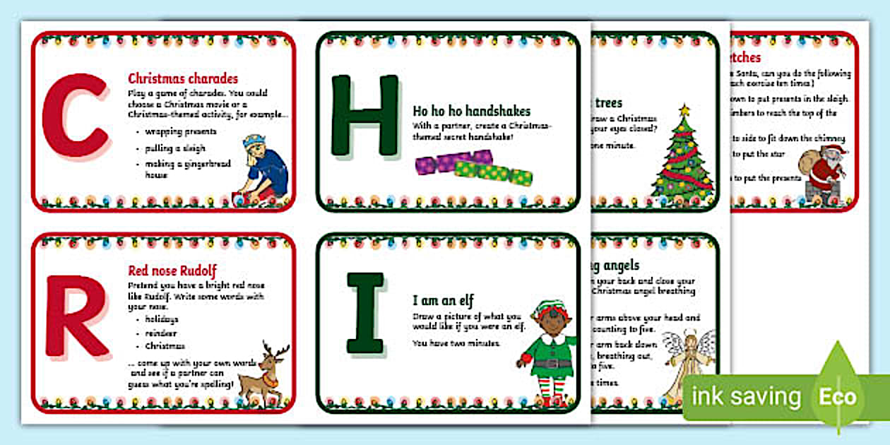 Christmas-Themed Brain Break Cards - Grab and Go! - Twinkl