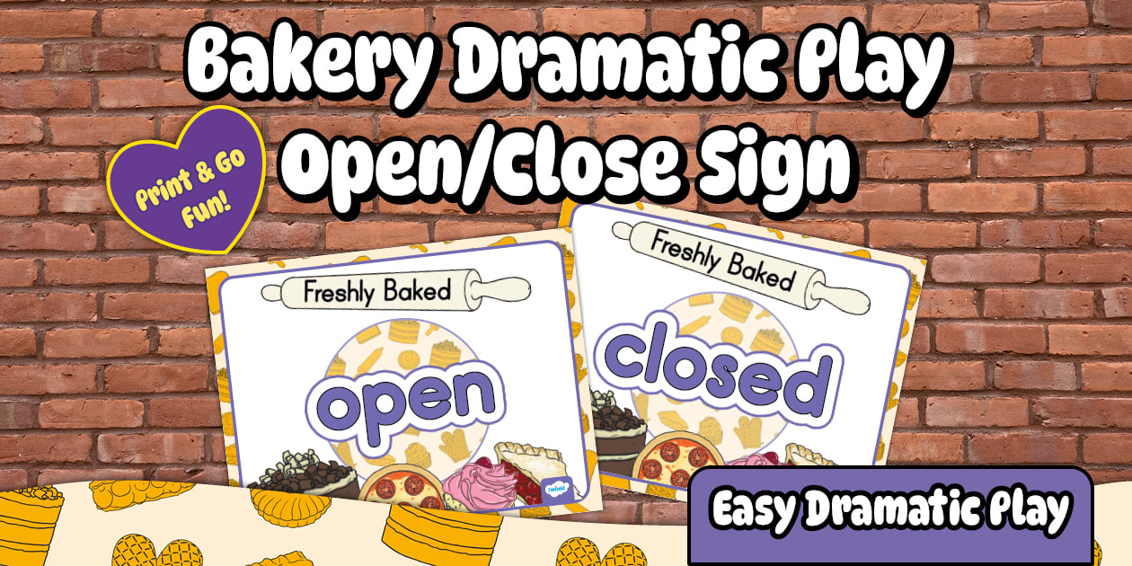 Bakery Dramatic Play Open/Close Sign