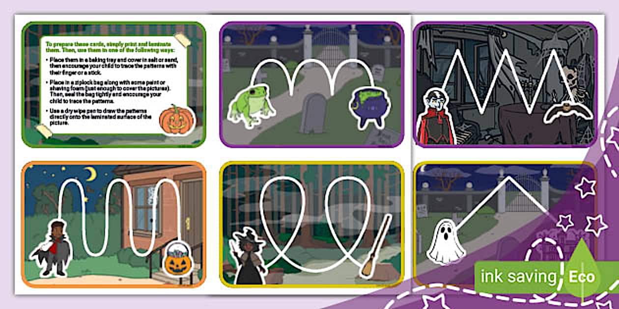 Halloween Mark Making Pattern Cards (teacher made) - Twinkl