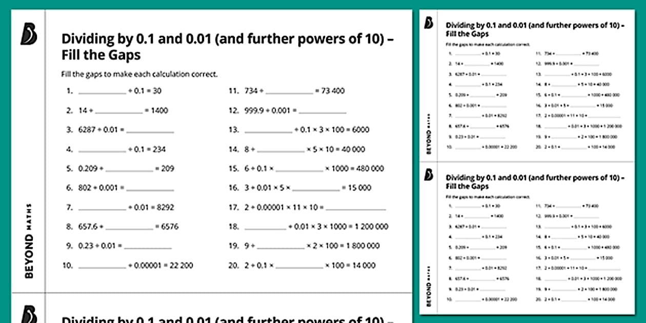 👉 Dividing by 0.1 and 0.01 - Fill the Gaps | KS3 Maths | Beyond