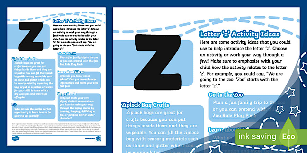 Letter ‘z’ Activity Ideas (teacher made) - Twinkl