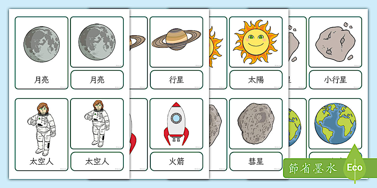 蒙特梭利三段卡：太空｜Space 3 Part Cards - Twinkl