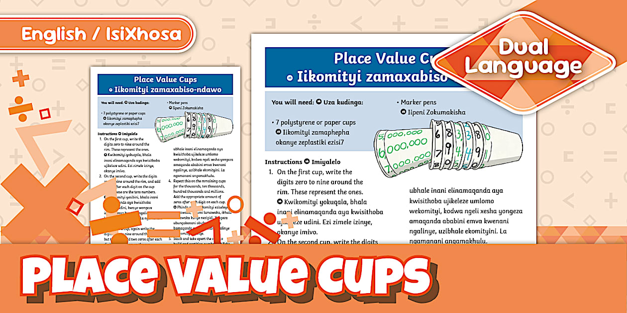 Grade 4 Place Value Cups Maths Activity IsiXhosa/English (CAPS Aligned)
