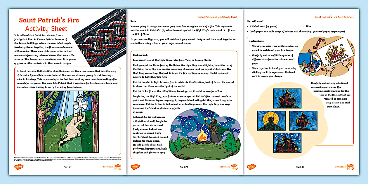 Saint Patrick's Fire Mosaic Activity (teacher made) - Twinkl