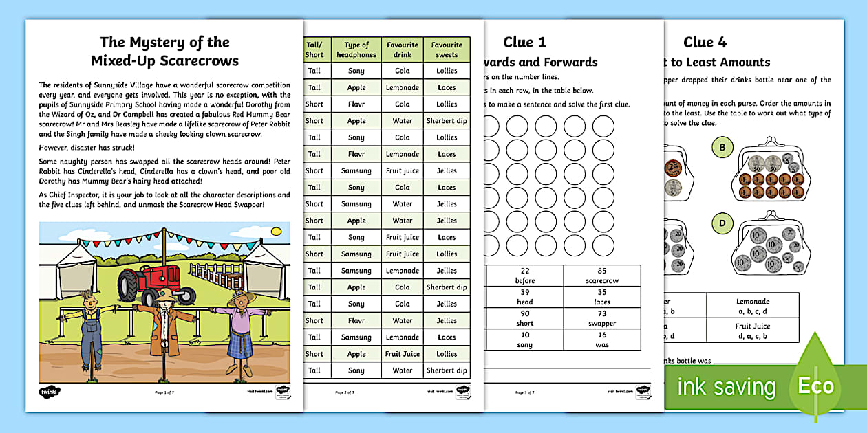 The Mystery of the Mixed Up Scarecrows Maths Game - Twinkl