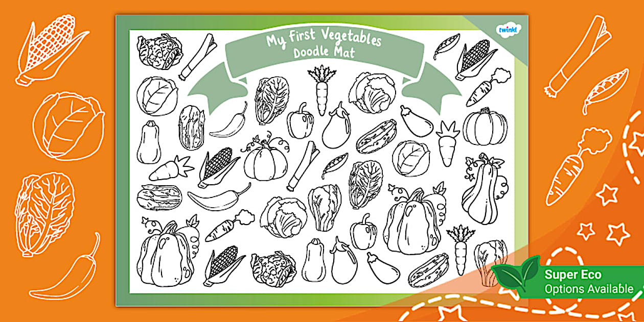 Vegetable-Themed Doodle Mat