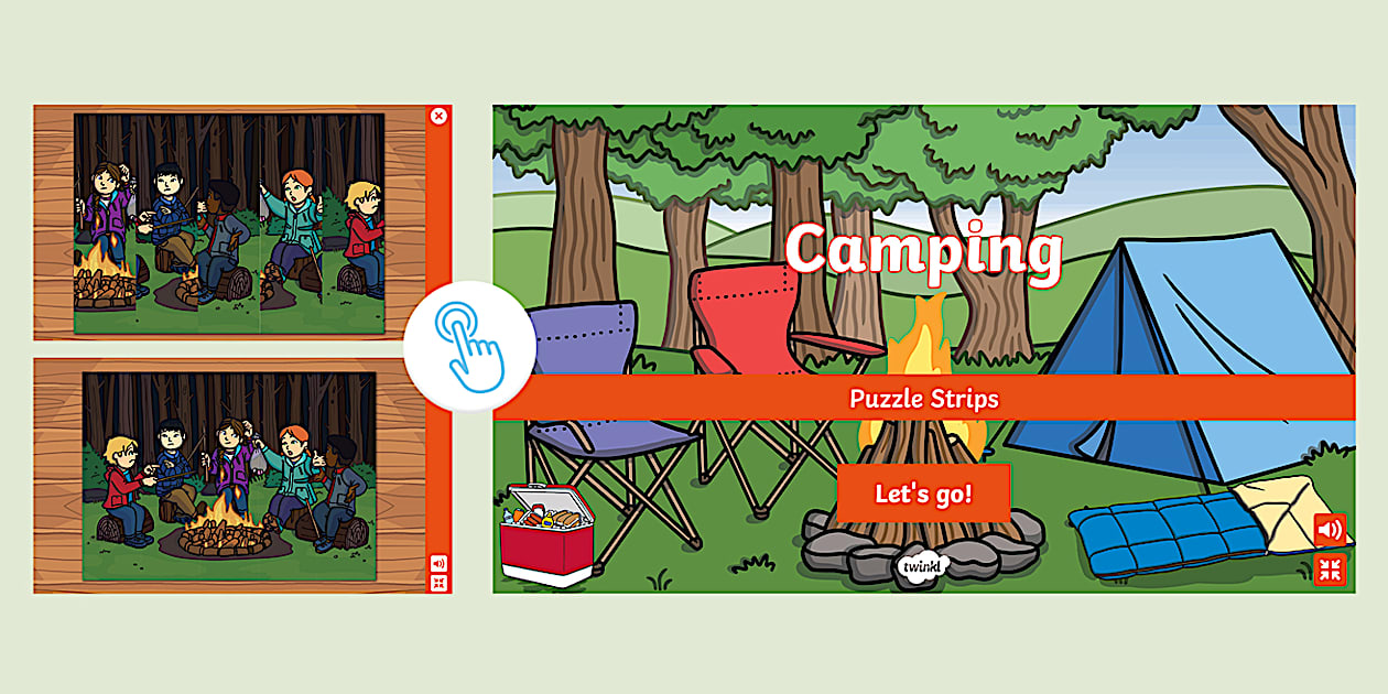 Camping Interactive Puzzle Strips (teacher made) - Twinkl