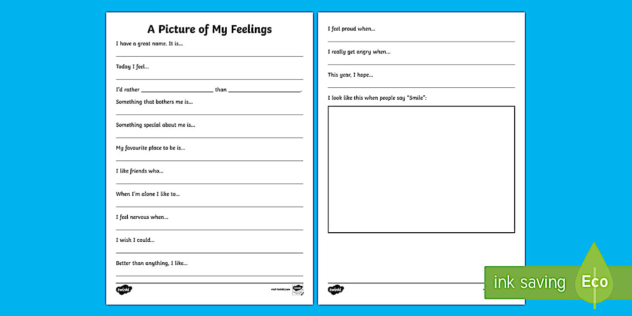 A Picture of My Feelings Writing Worksheet / Worksheet