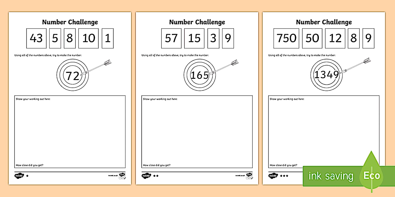 Higher Ability Make the Number Challenge Worksheets - Twinkl