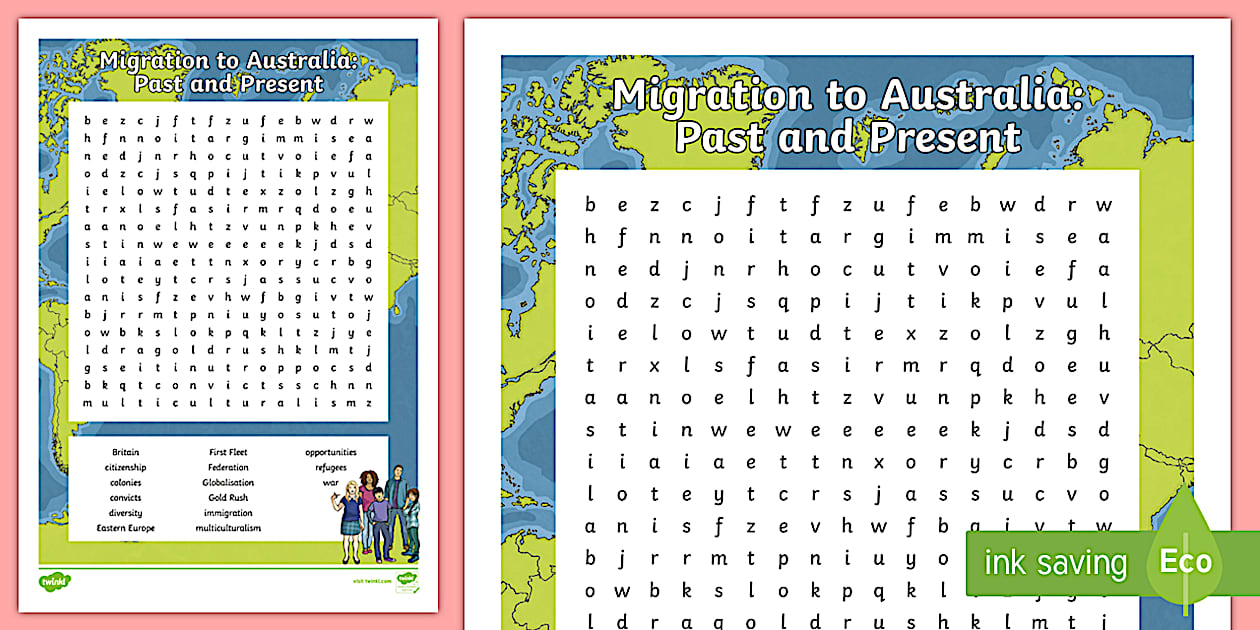 Migration to Australia Word Search (teacher made) - Twinkl