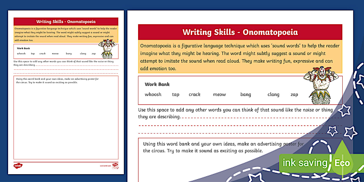 Writing Skills: Onomatopoeia (Ages 7 - 11) (teacher made)