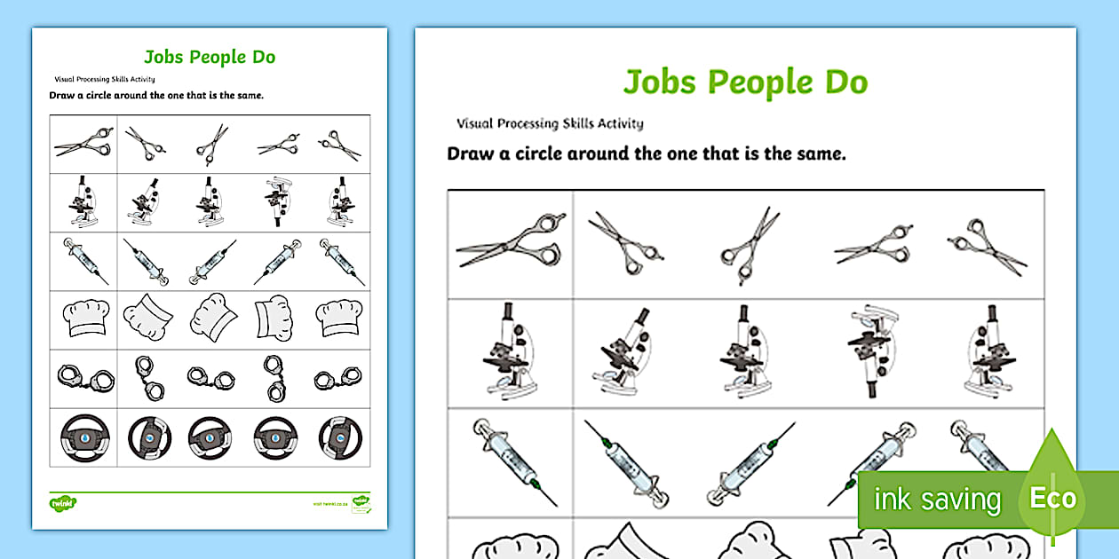 Jobs People Do Visual Processing Skills Worksheet - Twinkl