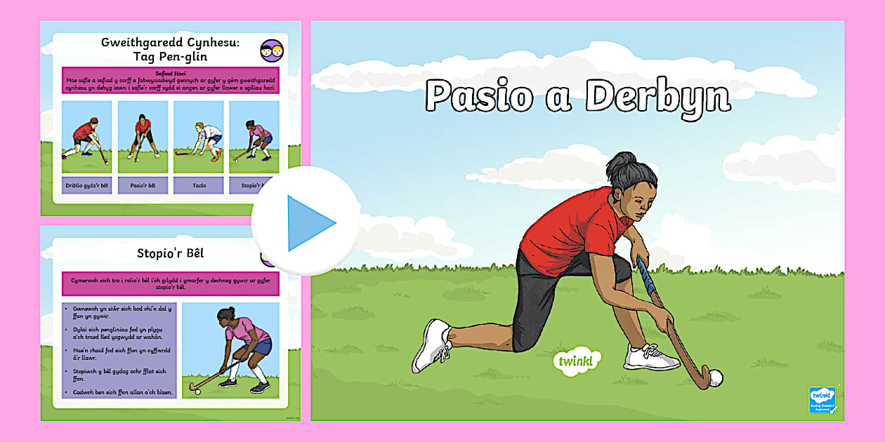 Cyflwyniad Pŵerbwynt Hoci CC3: Gwers 1 – Pasio a Derbyn