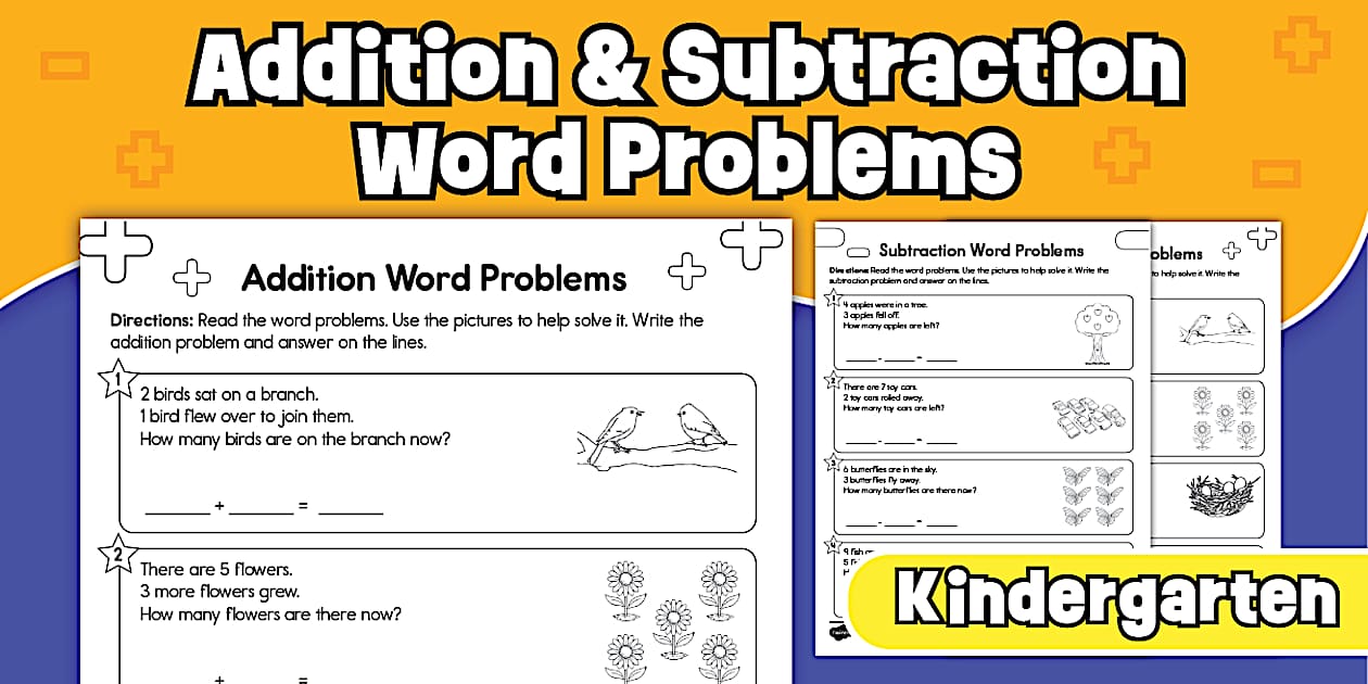 Kindergarten Addition and Subtraction Word Problems Pictures