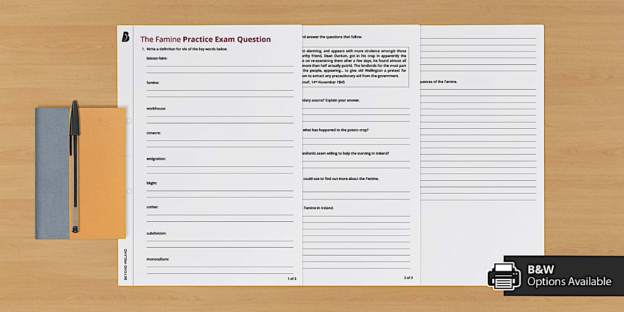 The Famine Practice Exam Question