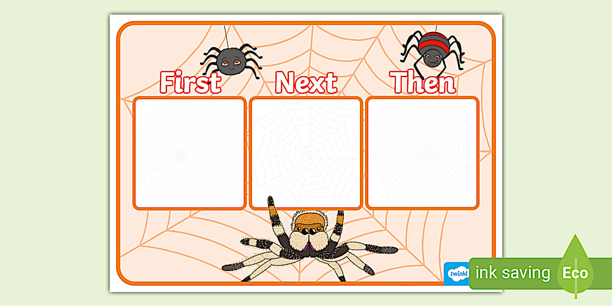 Spider-Themed First, Next and Then Visual Aid (teacher made)