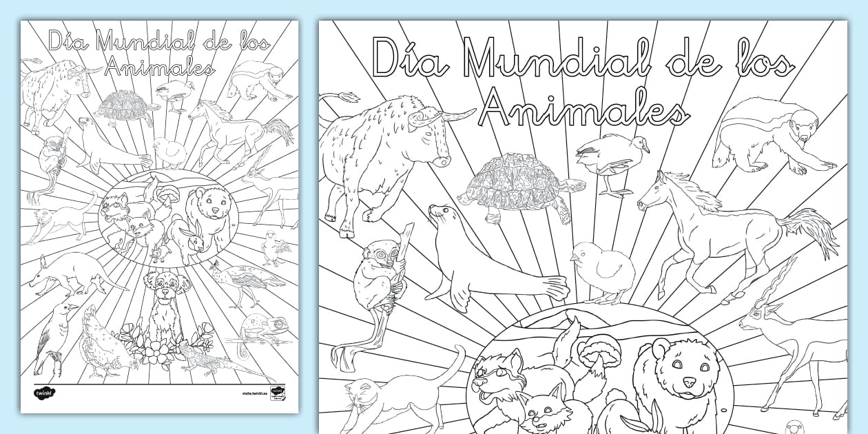Hoja de colorear: Día Mundial de los Animales - Twinkl