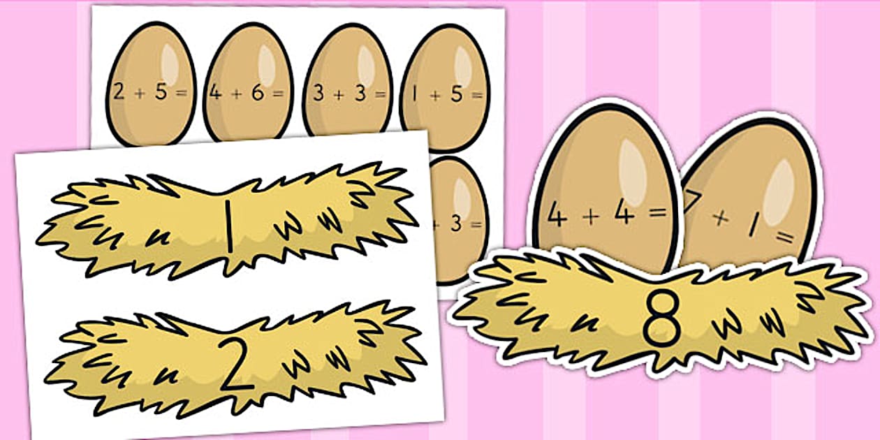 Eggs and Nest Themed Addition to 10 Activity (teacher made)