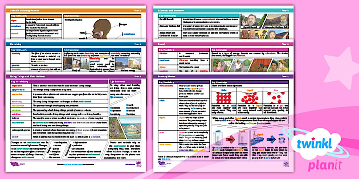 Editable Science Knowledge Organisers Pack Year 4 - Twinkl