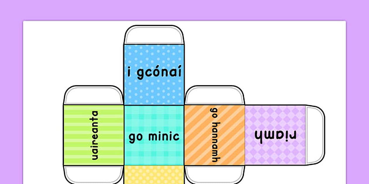 Adverbs of Frequency Dice Net Gaeilge (teacher made)