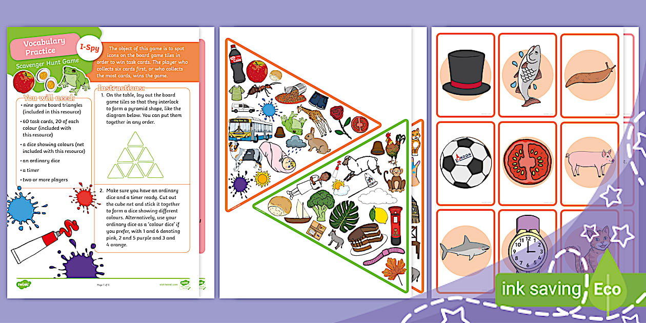 Vocabulary Practice I-Spy Scavenger Hunt Game - Twinkl