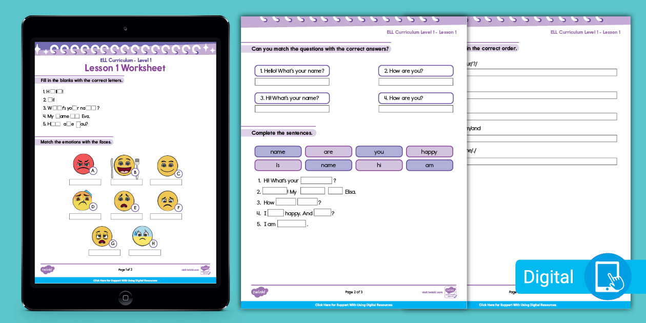 ELL Curriculum: Level 1, Lesson 1 Interactive Activity