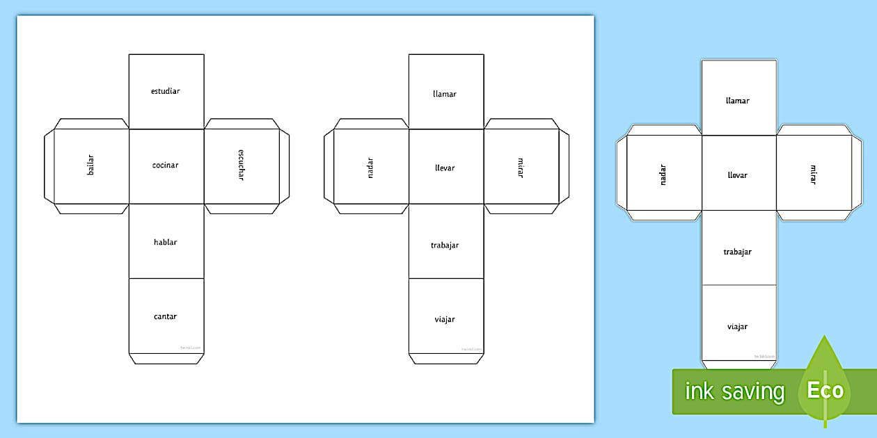 Regular AR Verbs Dice Net Spanish (Teacher-Made) - Twinkl