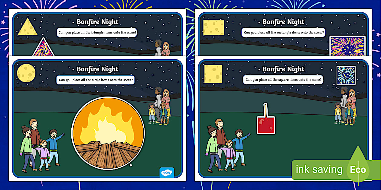 👉 Bonfire Night 2D Shape Matching Activity (teacher made)