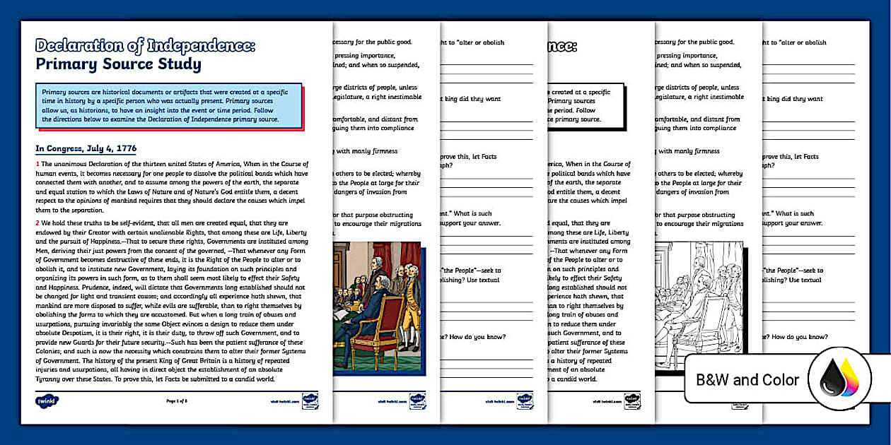 Declaration of Independence Worksheet | Twinkl USA - Twinkl