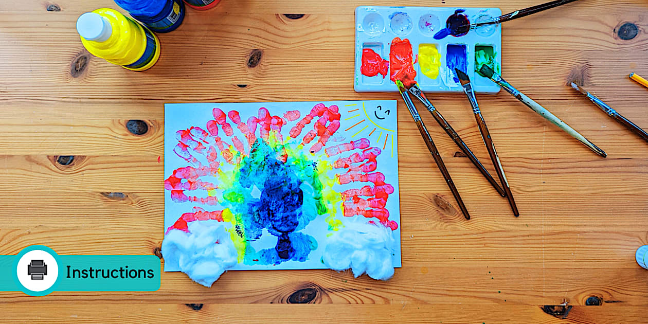 Handprint Rainbow Art (ティーチャーメイド) - Twinkl