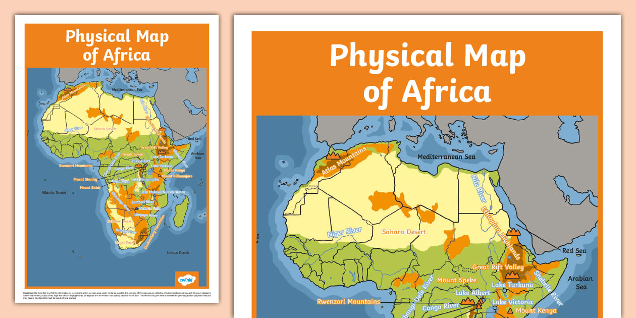 Physical Map of Africa - KS2 - Geography