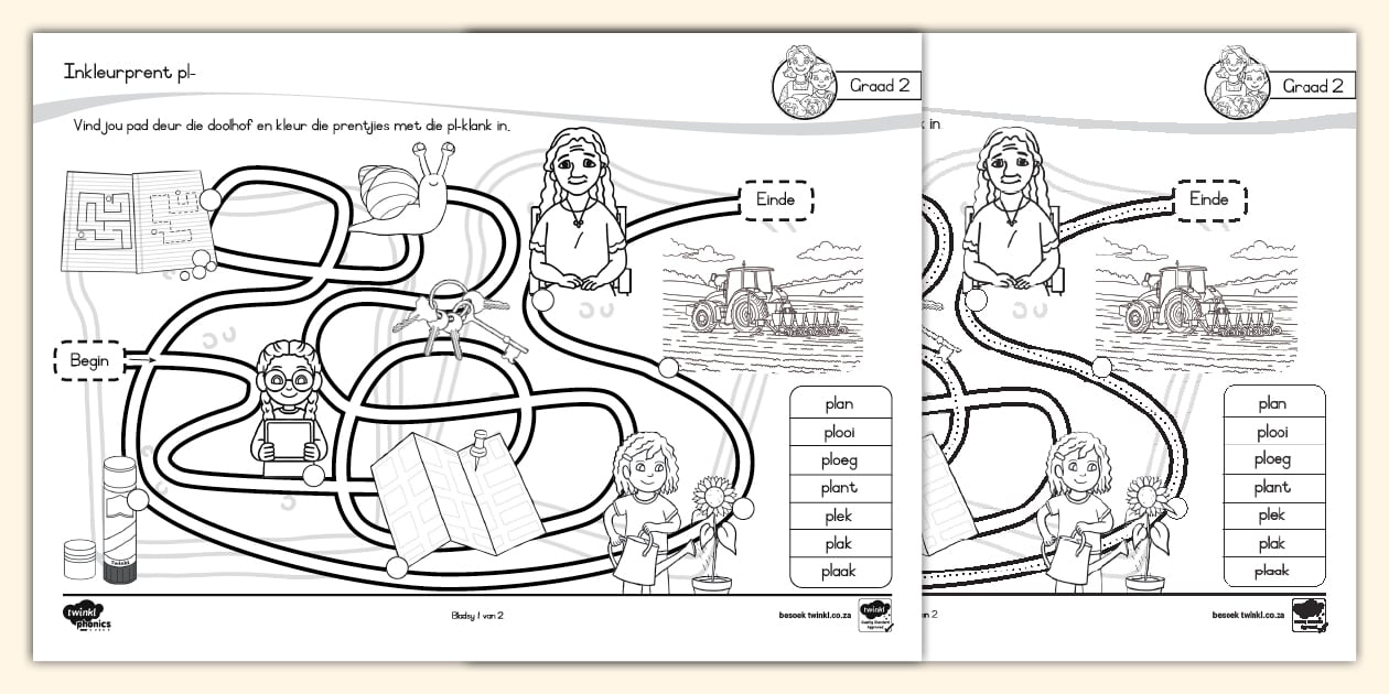 Graad 2 Klanke Inkleurprent pl- (teacher made) - Twinkl