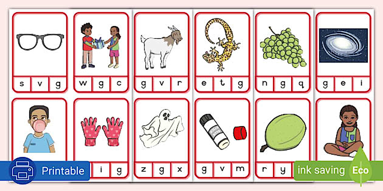 Grade R Phonics: Letter g Peg Card (teacher made) - Twinkl