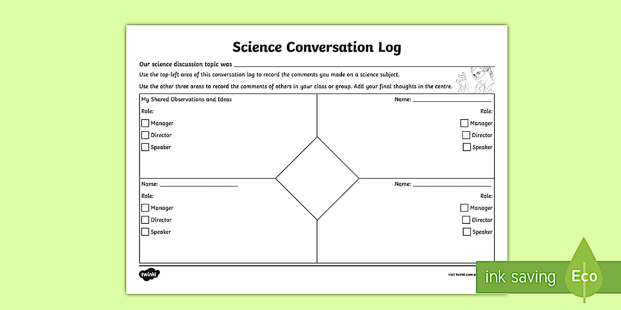 Science Conversation Log Worksheet (teacher made) - Twinkl